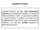Python Lambda Function Ppt Free Download