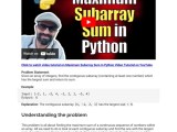 Maximum Subarray Sum In Python Pdf