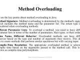 Method Constructor Method Overloading Method Overriding Inheritance