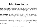 Method Constructor Method Overloading Method Overriding Inheritance
