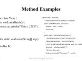 Method Constructor Method Overloading Method Overriding Inheritance
