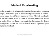 Method Constructor Method Overloading Method Overriding Inheritance