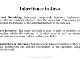 Method Constructor Method Overloading Method Overriding Inheritance