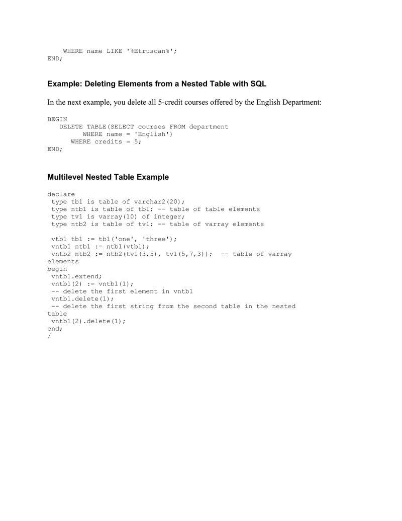 Nested table example | DOC