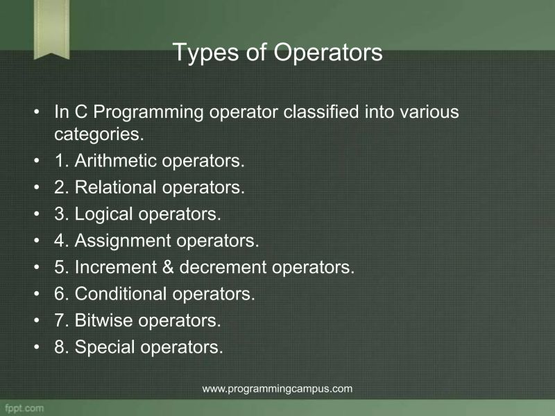 Operator in c programming | PPTX