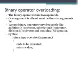 Operator Overloading Binary Pptx Programming Languages Computing
