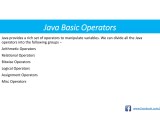 Operators In Java Part 8 Pptx
