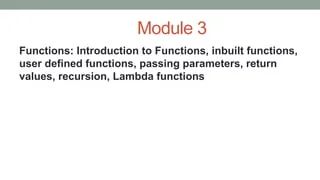Python For Data Science Function Third Module Ppt Pptx - Dark Photo Collection - Ultra HD Quality