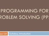 Programming For Problem Solving Lecture Notes Pdf