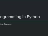 Programming In Python Week 4 Pptx