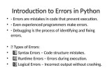 Introduction To Python Debugging Errors Pptx