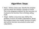 Recursive Algorithm Detailed Explanation Ppt
