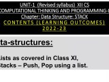 Revised Data Structure Stack In Python Xii Cs Pdf