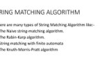 String Matching Algorithm String Matching Algorithm String Matching