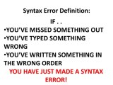 Syntax Errors Ppt