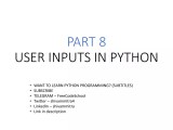 Part 8 Python Tutorial User Input In Python With Examples Ppt