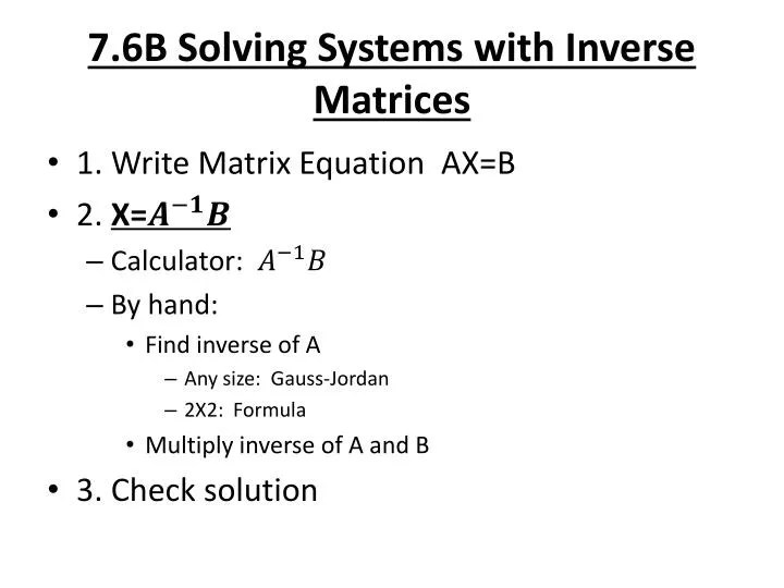 Solve System Of Equations Using Inverse Matrix Calculator Tessshebaylo