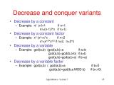 Ppt Lecture 7 Algorithms Design Techniques Decrease And Conquer