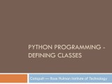 Ppt Python Programming Defining Classes Powerpoint Presentation