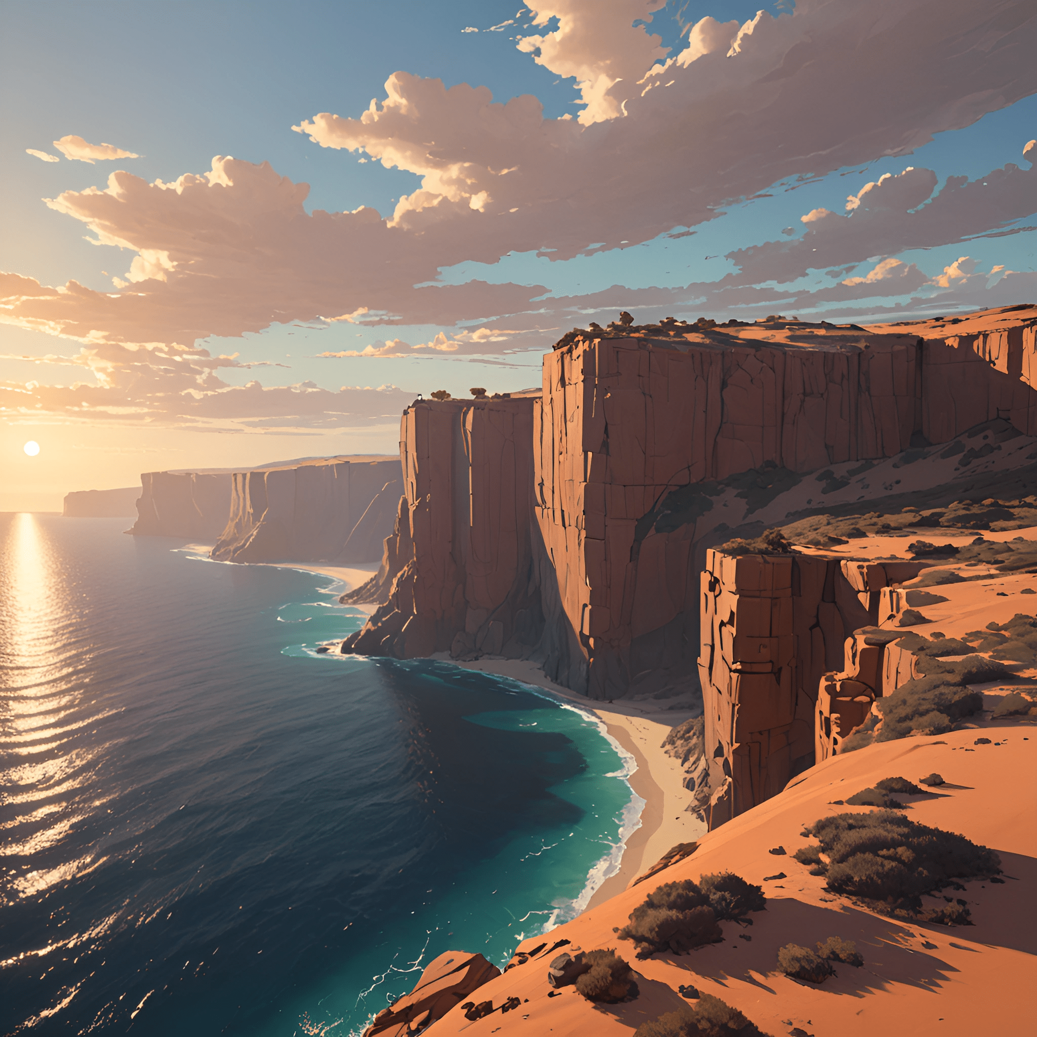 Cliffside Ocean Sunset Free Download Ai Scribbles