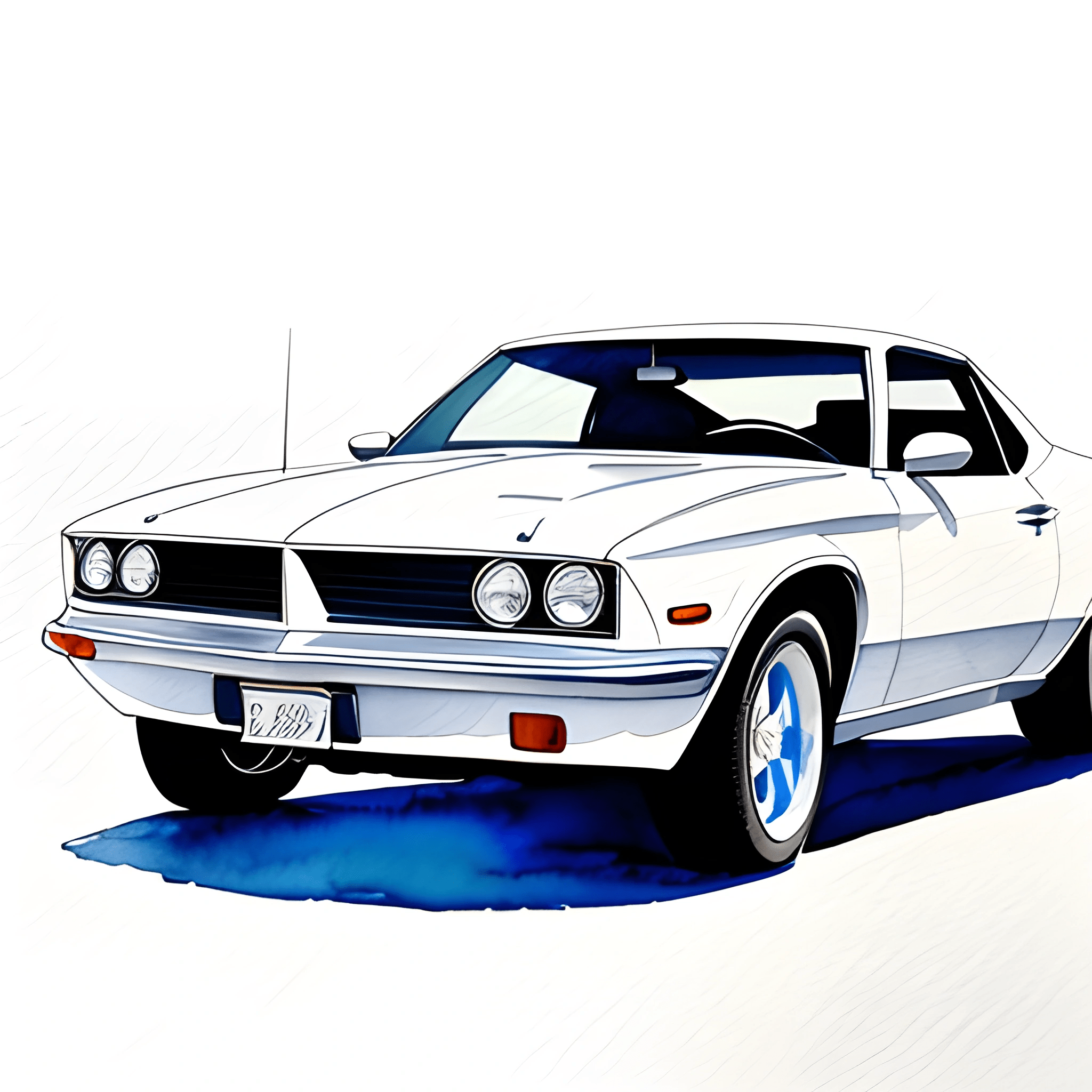 Classic White Sports Car Drawing Free Download Ai Scribbles