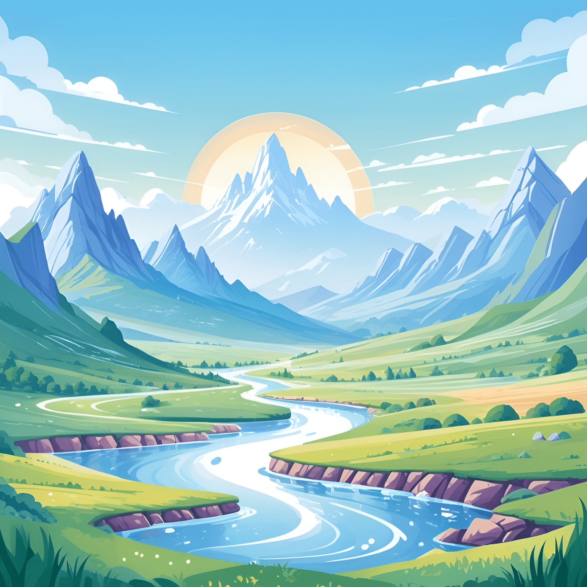 Serene Mountain Landscape Ai Scribbles Download Now