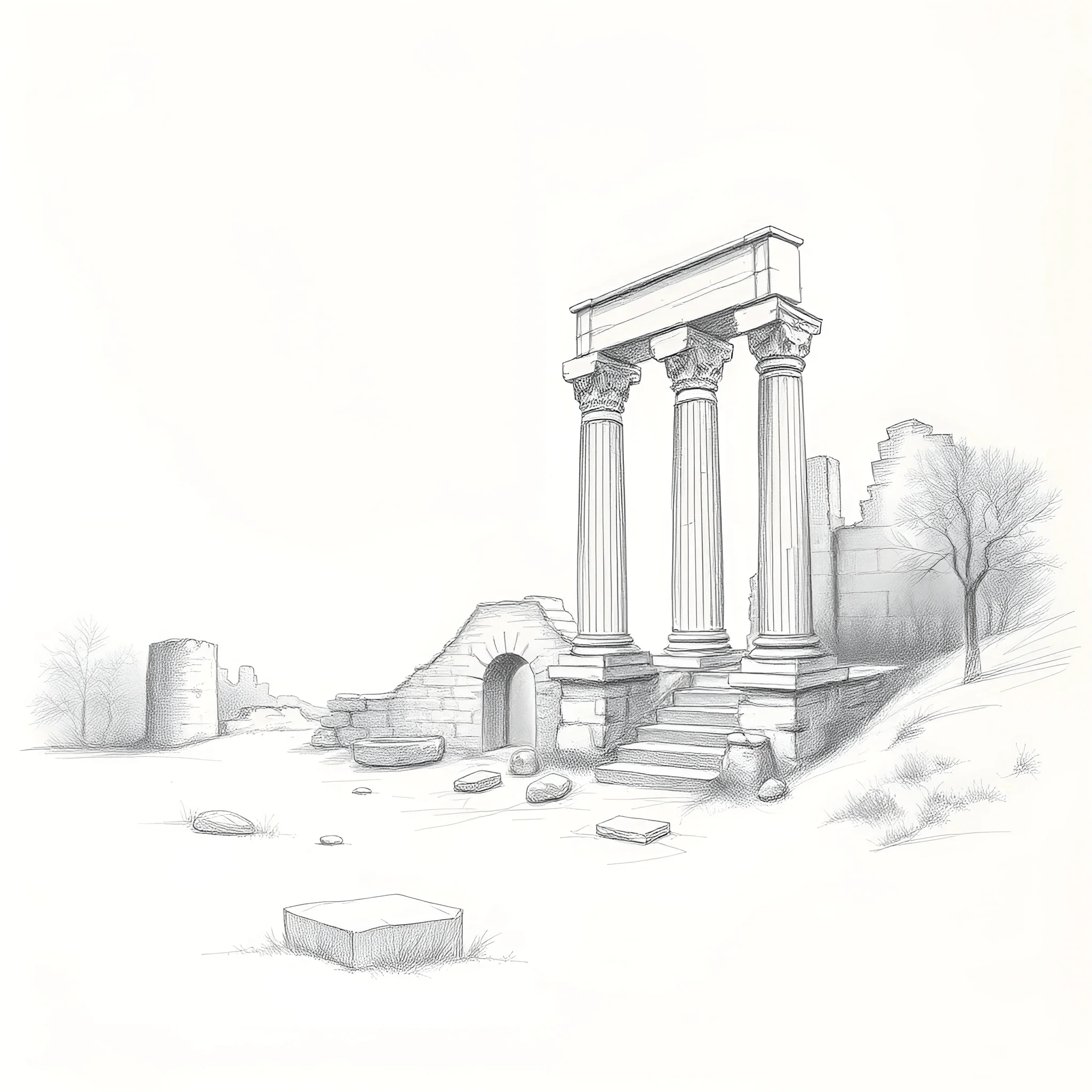 Ancient Ruins With Columns Free Download Ai Scribbles
