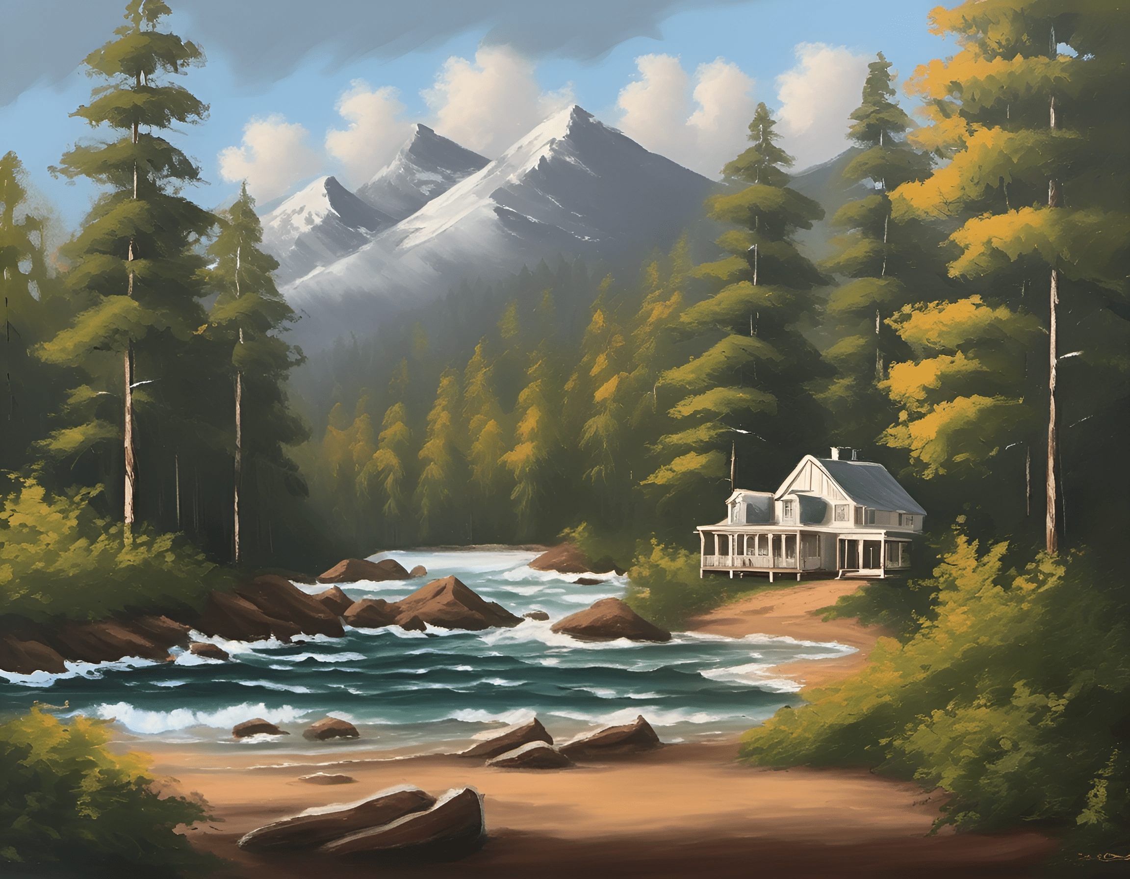 Mountain Cabin Landscape Free Download Ai Scribbles