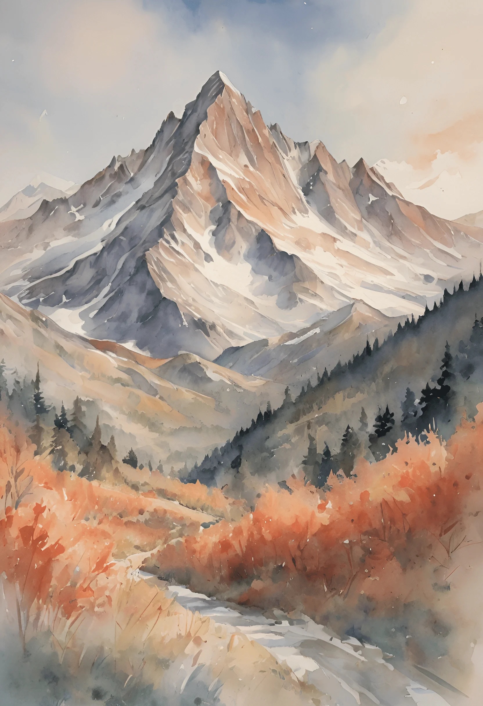 Mountain Landscape Watercolor Painting Free Download Ai Scribbles