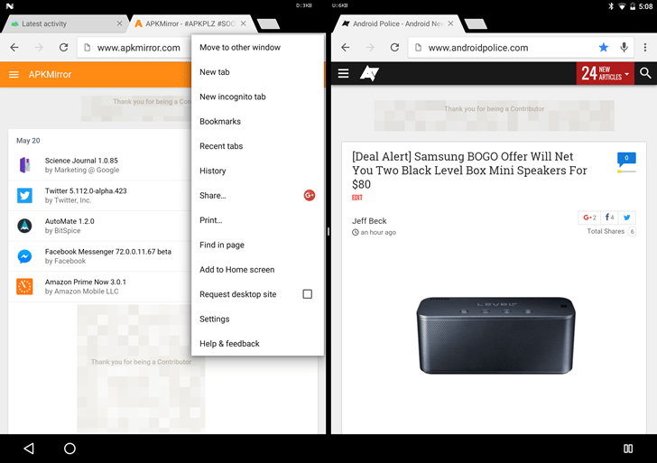 Android N DP3 สามารถเปิดใช้งาน Chrome 2 หน้าต่างได้พร้อมกันใน Multi-Window Mode | techfeedthai