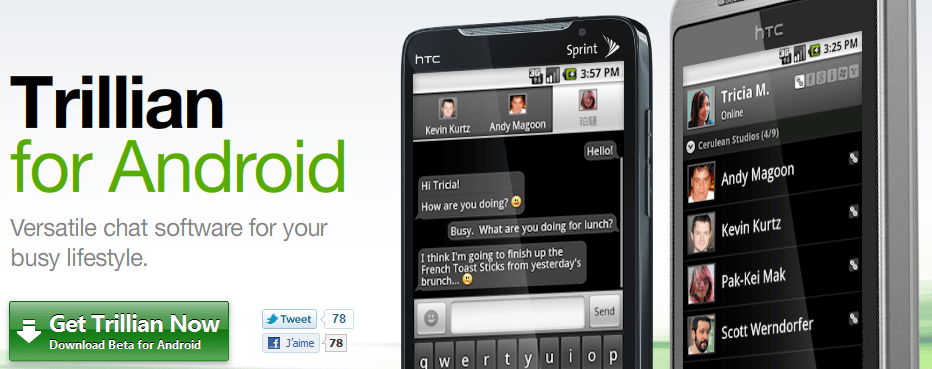 Trillian Beta : Le client de messagerie instantanée sur Android