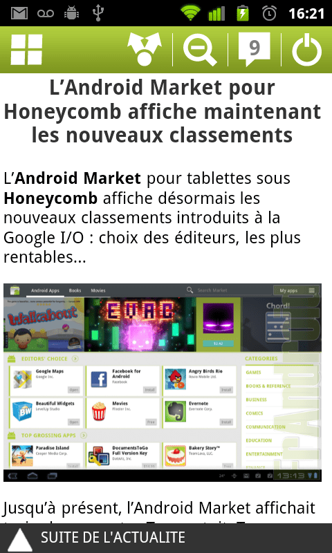 La nouvelle application FrAndroid sur l'Android Market