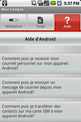 My Account, application Android pour les clients Rogers et Fido