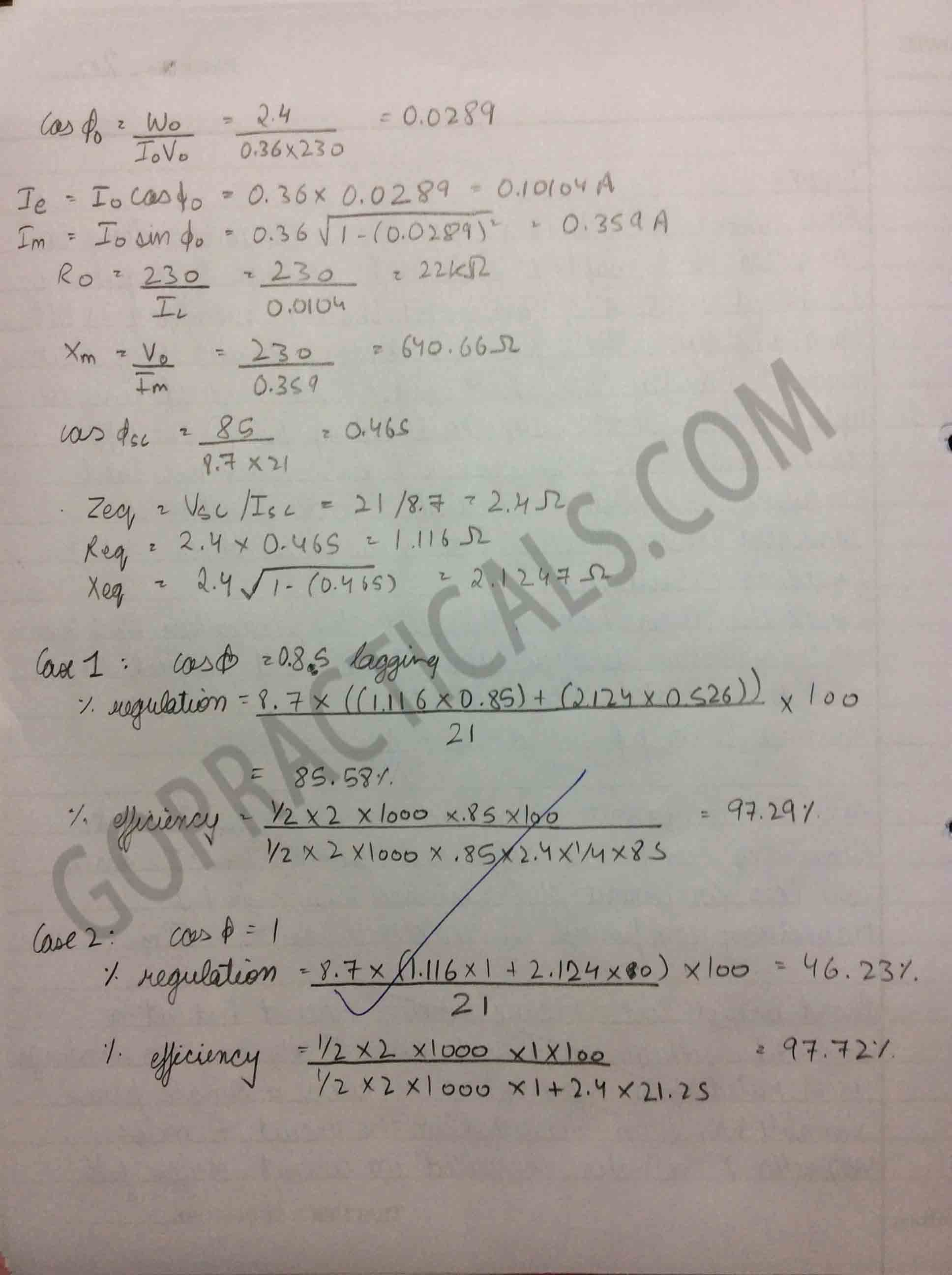 Oc And Sc Test On Single Phase Transformer Circuit Diagram