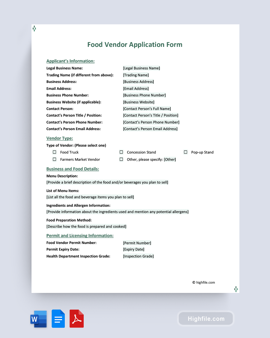 New Vendor Setup Form Word Pdf Google Docs Highfile