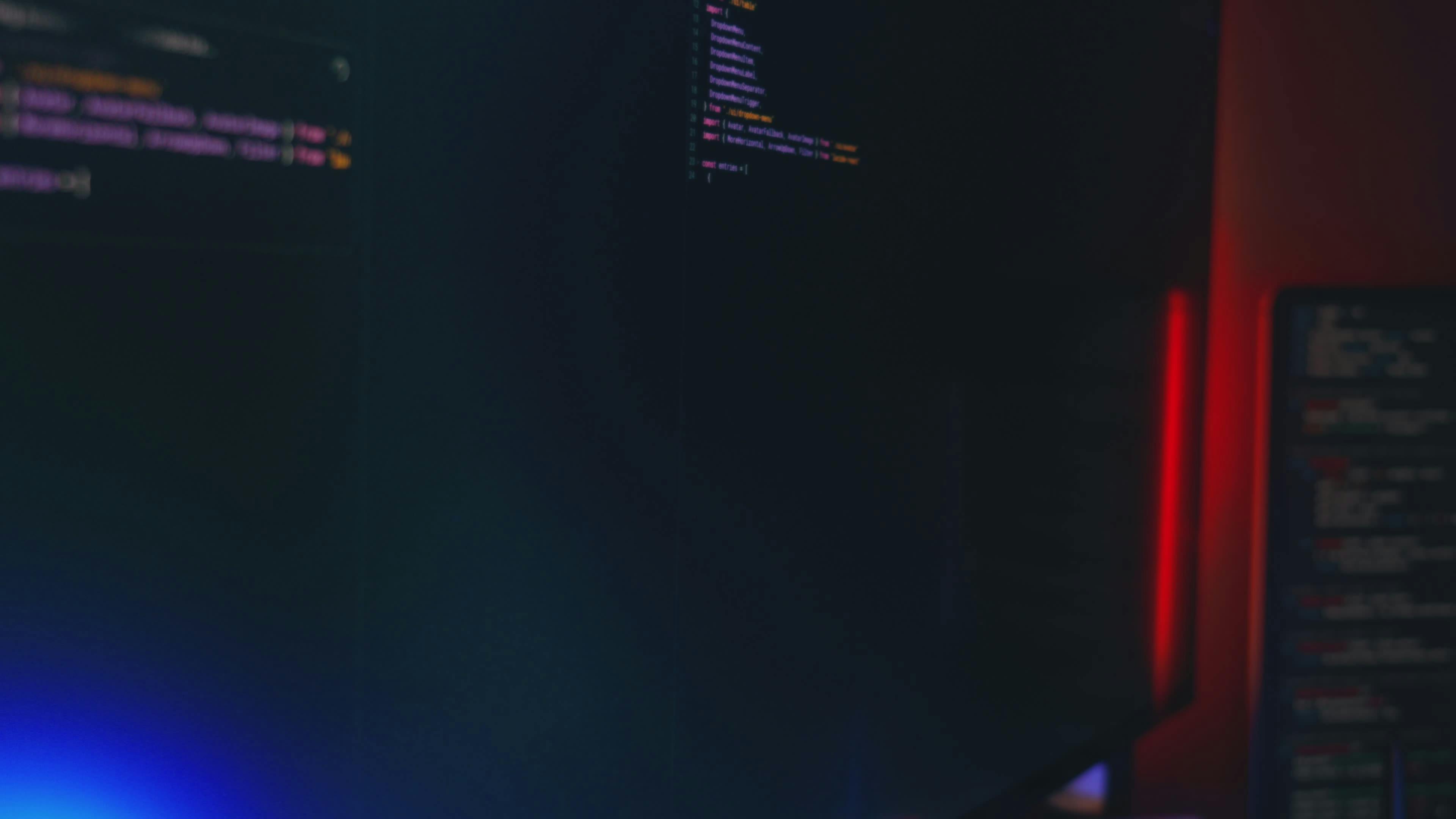 Modern Desktop Coding Setup With Neon Glow Free Stock Video Footage