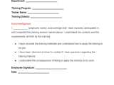 Training Acknowledgement Form Download Printable Pdf Templateroller Images