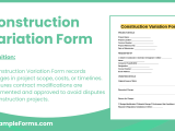 Free 8 Construction Variation Form Samples Pdf Ms Word Google Docs