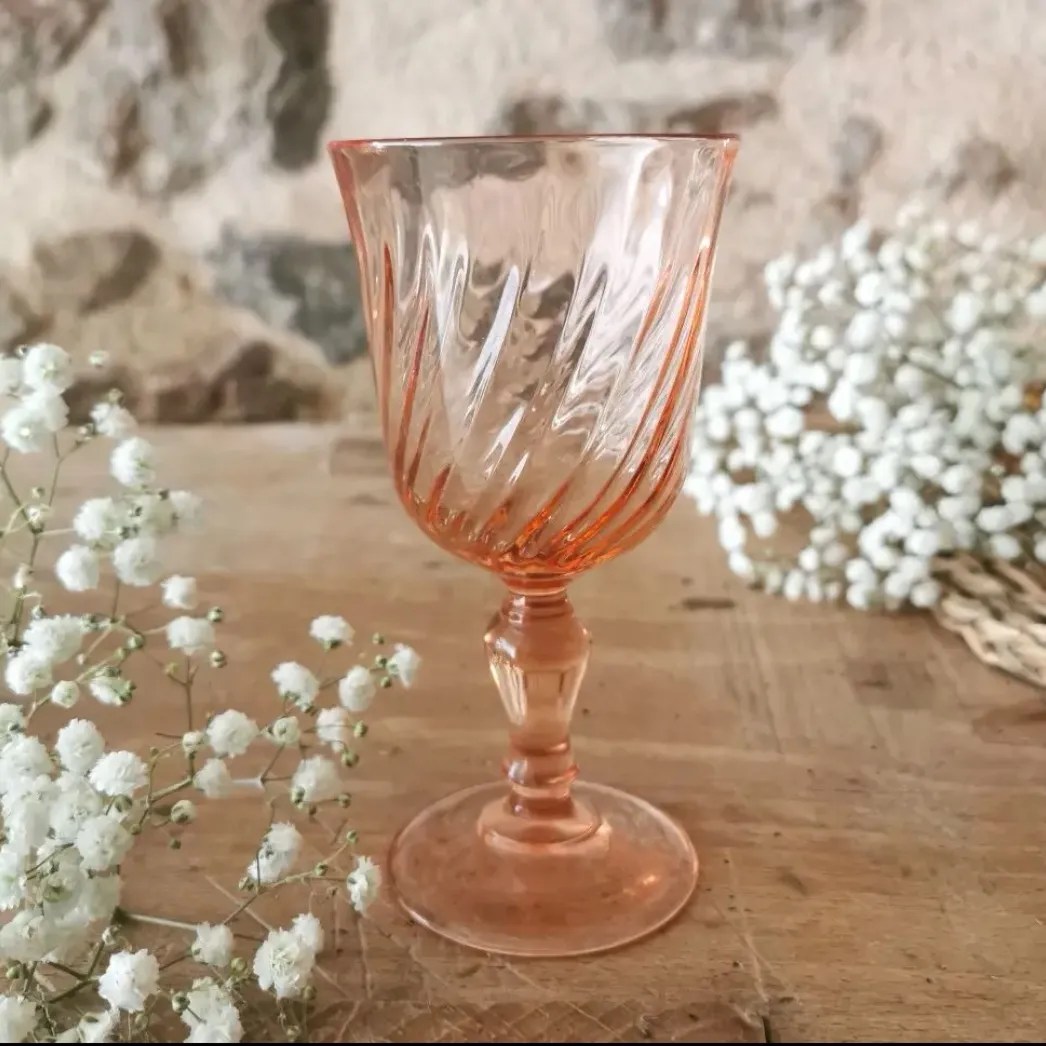 6 Verres à Pied Rose Vintage Rosaline Luminarc Selency