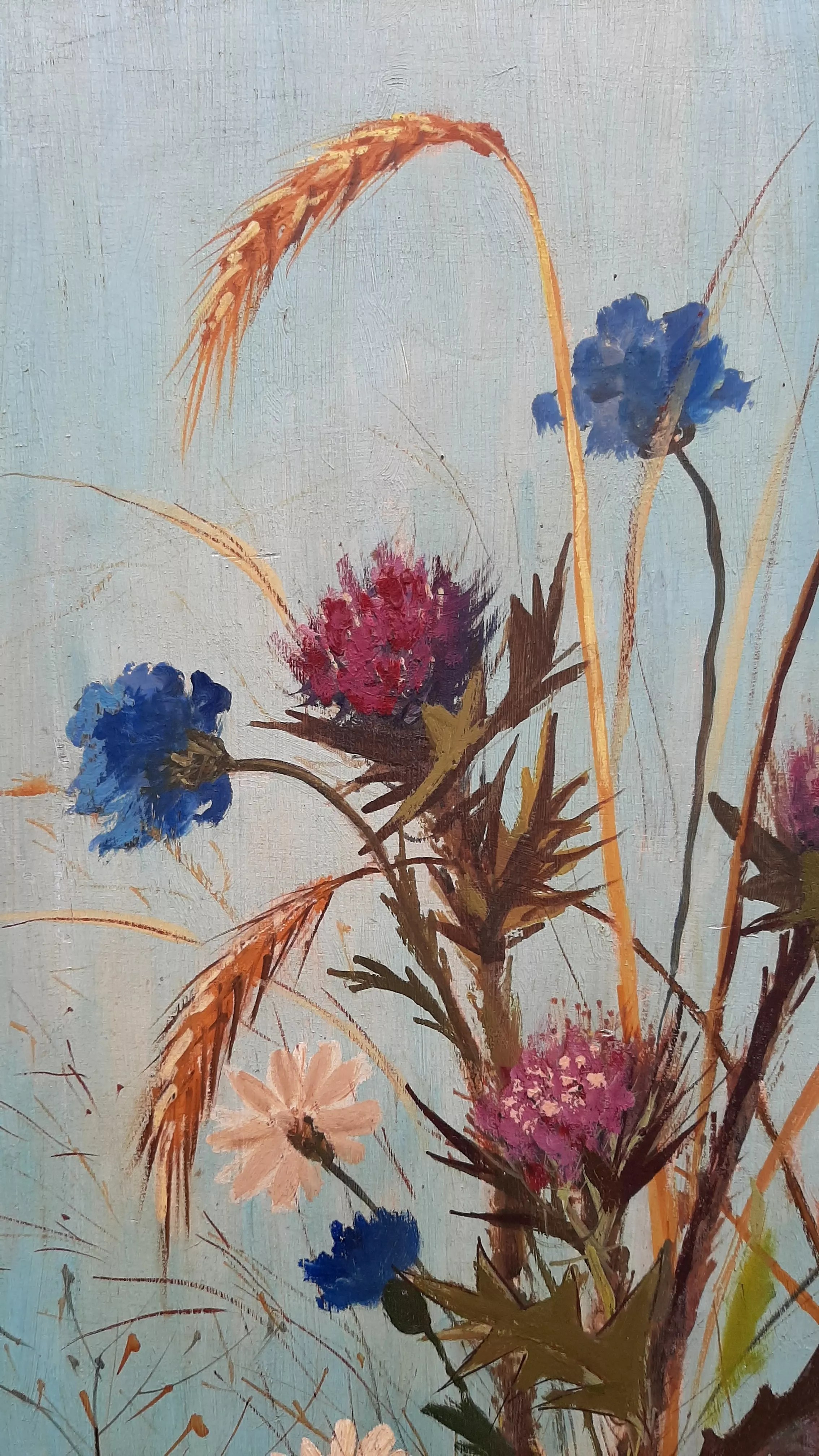 Tableau Fleurs Des Champs Bleuets Marguerites Blé 85 X 44 Selency