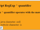 Javascript Regex Caret Quantifier Tpoint Tech