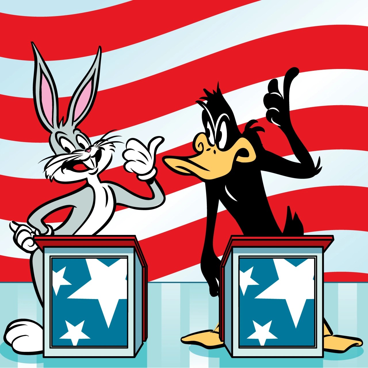 Looney Tunes Daffy Duck And Bugs Bunny Rabbit Fire Western Animation