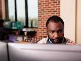 Free Photo Software Developer Typing Javascript Code On Computer To
