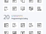 Free Vector 20 Programming And Coding Line Icon Pack Like Develop