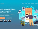 Premium Vector Man And Robot Web Developers Creating Program Code On