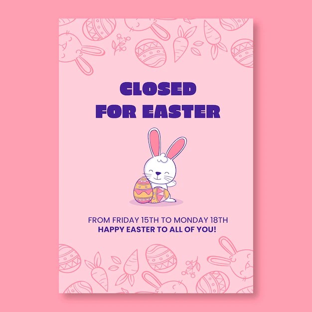 Free Vector Pattern Eggs Closed For Easter Poster