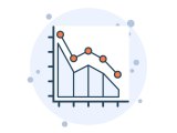 Premium Vector Cartoon Decrease Diagram Icon Vector Illustration Down