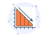 Premium Vector Cartoon Decrease Diagram Icon Vector Illustration Down