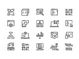 Premium Vector Coding Line Icons Program Code Editing Running And