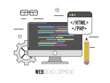 Premium Vector Computer With Code Programing Software Data